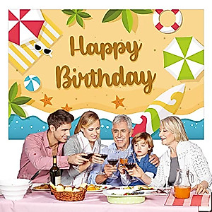 Hawaiian Aloha Party Decorations Happy Birthday Beach Theme Party Decorations Backdrop Summer Luau Beach Party Decorations Summer Banner Surfboard Party Decorations Tropical Tiki Theme Party Supplies