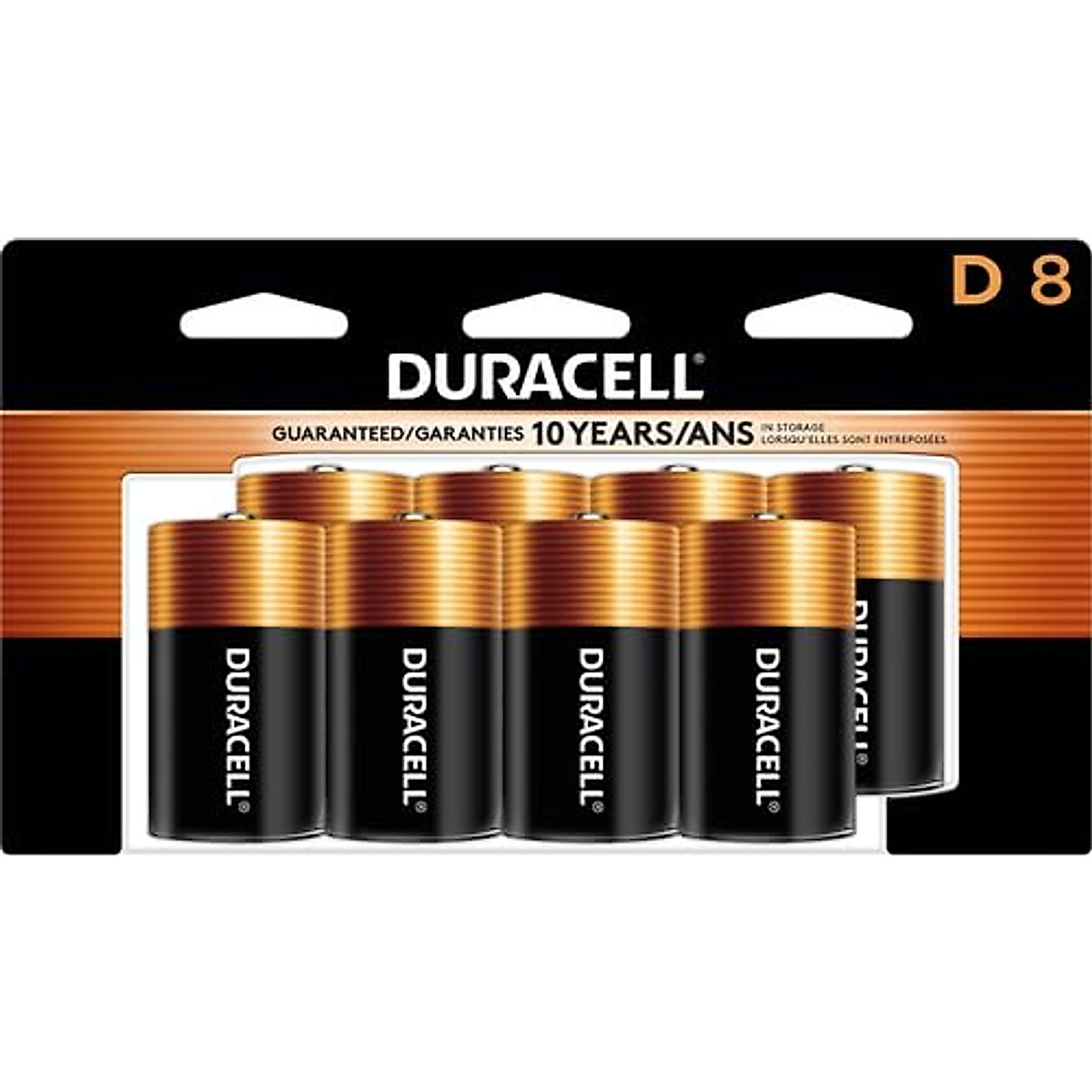 Duracell Coppertop D Batteries, 8 Count Pack, D Battery with Long-lasting Power, All-Purpose Alkaline D Battery for Household and Office Devices