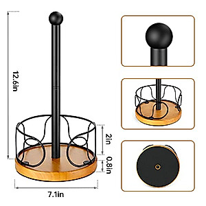 ZUNTO Paper Towel Holder Countertop - Farmhouse Paper Towel Holder, Wood Stand Paper Towel Holder for Kitchen & Dining Table, with Heavy Duty Wood Base Easy One-Handed Tear