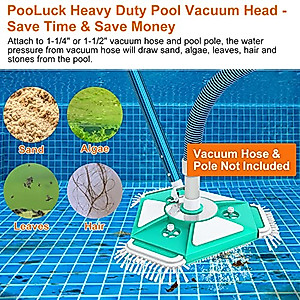 PooLuck Pool Vacuum Head with Side Nylon Bristles【Newest】, Weighted Triangular Pool Vacuum Head with Swivel Rotatable Handle, Connect 1-1/4" 1-1/2" Hose for Above Ground Pool Safe on Vinyl Liner Pool