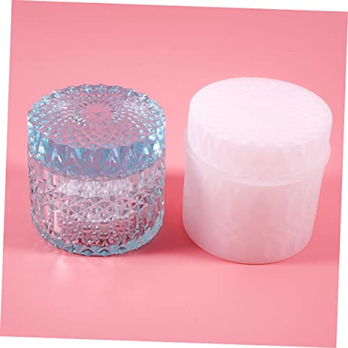 Beavorty 2 Pcs Jar Silicone Mold Small Containers Silicone Planter Mold Tray Mold Containers with Lids Trinket Tray Resin Candy Jar Molds Silicone DIY Mold Cosmetics Container Making Tool