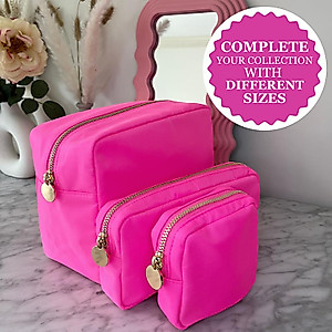 Large Makeup Bag, Nylon Makeup Pouch, Make Up Bag, Cosmetic Bag, Makeup Case, Travel Makeup Bag, Cosmetic Travel Bag, Makeup Bag Travel Cosmetic Bag, Makeup Organizer Bag, Pink Makeup Bag Large Pouch