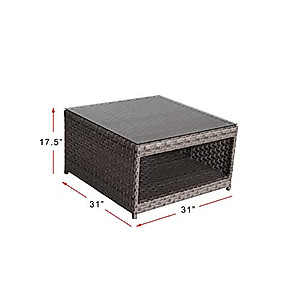 SunHaven Resin Wicker Outdoor Patio Furniture Set - 5 Piece Conversation Sectional Premium All Weather Gray Rattan Wicker, Aluminum Frame with Deluxe Fade Resistant Olefin Cushion (Kensington 5 Pcs)