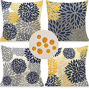 Cirzone Outdoor Pillow Covers 18x18 Set of 4 Waterproof Outdoor Pillows Couch Throw Pillow Covers Modern Daisy Decorative Pillow Covers Decorations for Patio, Garden, Home