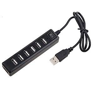 Electronic Accessories USB 2.0 Hub 7 Port 480Mbps for Pc Laptop 115X25X18Mm