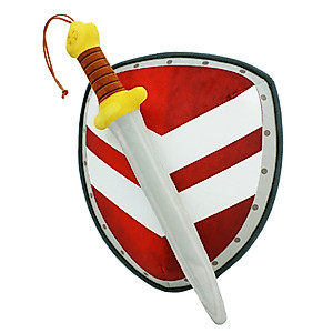 FancyOh! Little Knights Sword and Shield Playset - Safe Plush Soft Pretend Play Weapons - Gifts for Toddlers Kids - Red