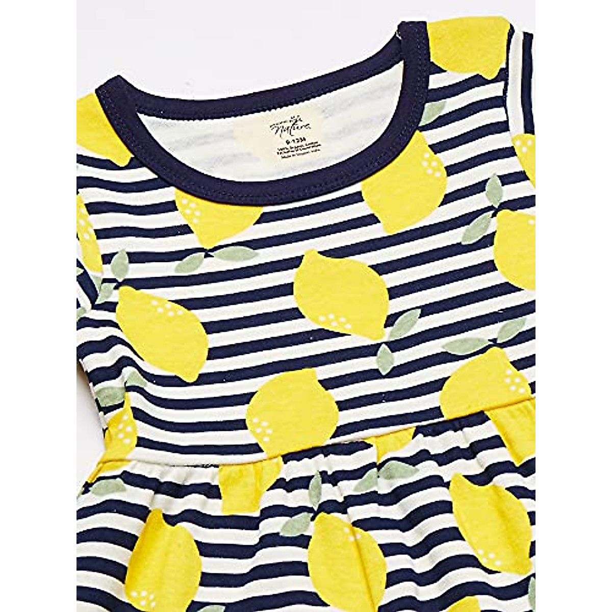 Touched by Nature baby girls Organic Cotton Short-sleeve and Long-sleeve Dresses Playwear Dress, Toddler Lemons Short Sleeve, 2T US