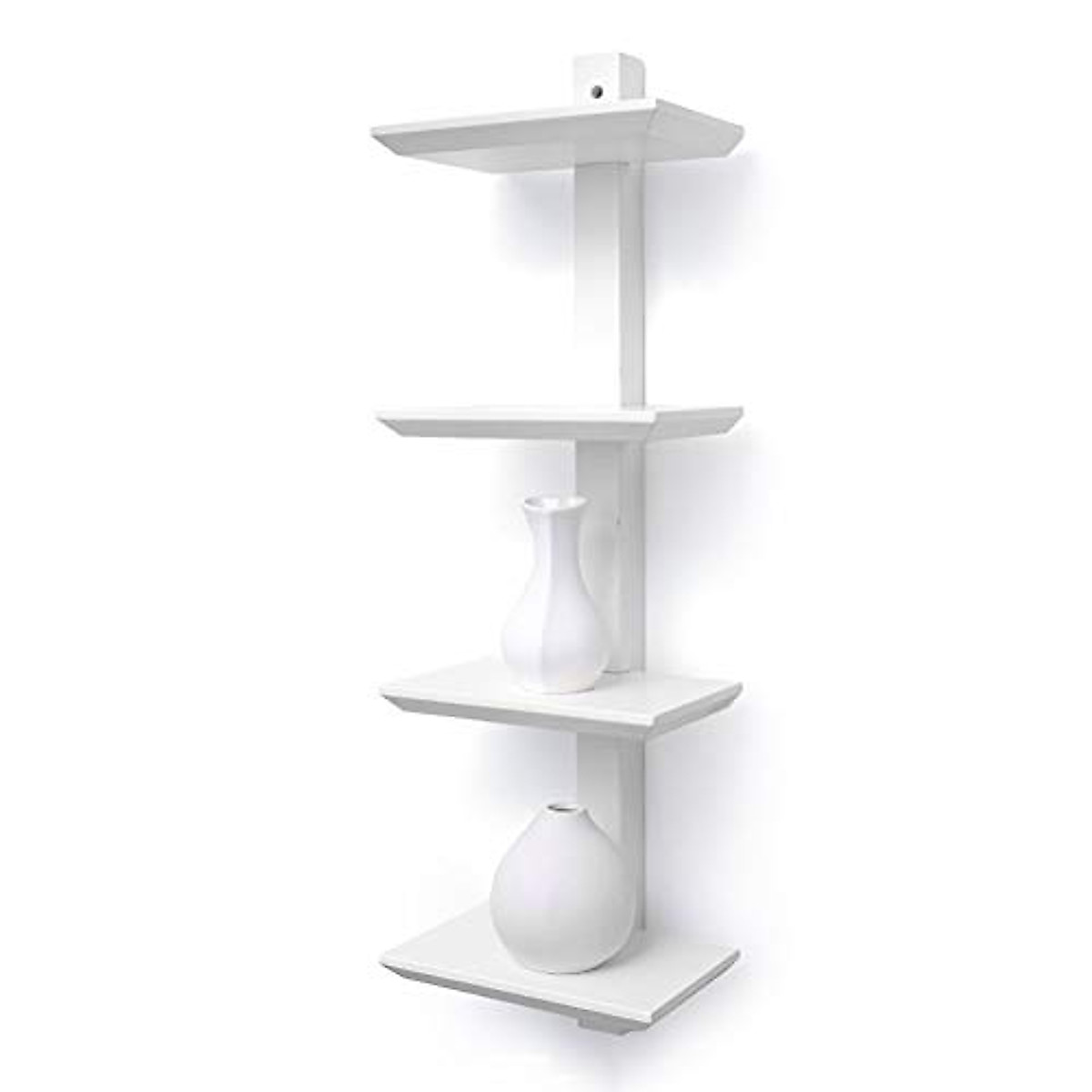 PIBM Stylish Simplicity Shelf Wall Mounted Floating Rack Wooden Solid Wood Storage Shelves Books Collection Display,3 Colors Avaliable,3 Layers / 4 Layers / 5 Layers, White , 20X66.2cm