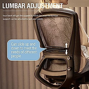 ELABEST Mesh Office Chair,Ergonomic Computer Desk Chair,Sturdy Task Chair- Adjustable Lumbar Support & Armrests,Tilt Function,Comfort Wide Seat,Swivel Home Office Chair (ELATASK, Grey)