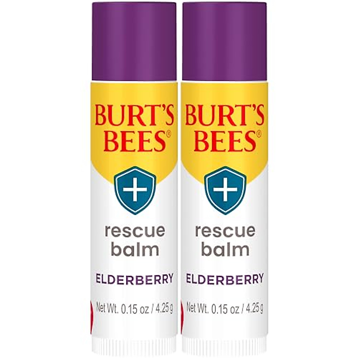 Burt's Bees Lip Balm Mothers Day Gifts for Mom - Rescue Balm With Antioxidant-Rich Elderberry, Tint-Free, Natural Origin Lip Care, 2 Tubes, 0.15 oz.