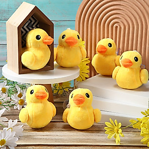 Skylety 12 Pieces Stuffed Duck Plush Yellow Duck Stuffed Animal 4 Inches Duck Plush Soft Toy Small Duck Playset for Boys and Girls Room Sofa Birthday Baby Shower Duck Theme Party Decoration