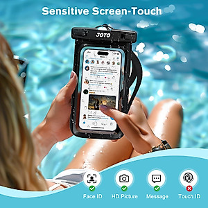 JOTO IPX8 Waterproof Phone Pouch Case, Underwater Dry Bag for Phone Protector for iPhone 15 14 13 12 11 Pro Max, Galaxy S24 S23 S22 Ultra Pixel to 7" Cruise Vacation Essential -2 Pack, Black