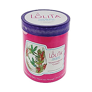 Enesco 6001313 Designs by Lolita “Hummingbird” Hand-painted Artisan, 20 oz. Stemless Wine Glass, Multicolor