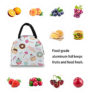 DJYQBFA Cupcake Donuts Lollipop Icecream Lunch Bag Reusable Soft Lunch Box for Adult Kids Insulated Meal Tote Kit Lunch Containers for Work School Picnic Outdoor