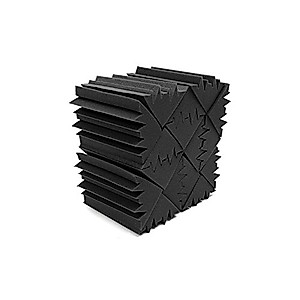 Burdurry New 8 Pack of 4.6 in X 4.6 in X 9.5 in Black Soundproofing Insulation Bass Trap Acoustic Wall Foam Padding Studio Foam Tiles (8PCS, Black)