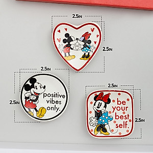 Disney Mickey and Minnie Mouse Mini Trinket Dish Set - Mini Ceramic Trinket Tray, 3-Piece Gift Set - Jewelry Dish Ring Holder