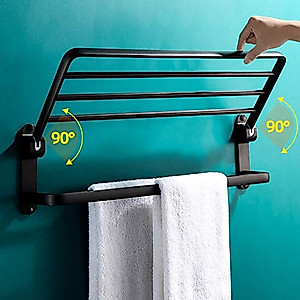 OMOONS Bathroom Towel Rack Storage Organizer Hanger Towel Bar Space Aluminum Wall Mount, Polished Finish