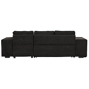 Eafurn L Shaped Reversible Sleeper Sectional Sofa Pull Out Couch Bed with Storage Chaise Lounge and 2 Stools, Button Tufted Chenille Upholstered Convertible Pullout Sofabed for Living Room Office