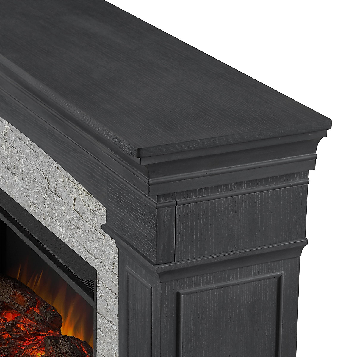 Real Flame Deland Grand Electric Indoor Fireplace with Remote Control, Realistic Infrared Fireplace with Heater, Grey