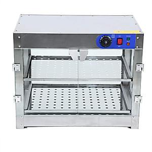 Samger 24-Inch Commercial Food Warmer Display, 2-Tier Glass Food Warmer Case, 800W 110V Adjustable Temperature 86-230℉, Tempered-Glass Door Pastry Display Case Restaurant Heated Cabinet