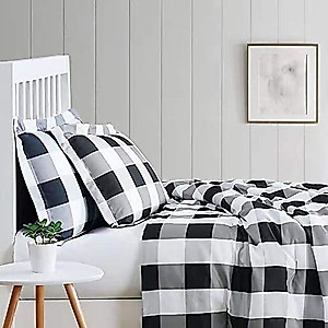 Truly Soft Everyday Buffalo Plaid Black Full/Queen Duvet Cover Set