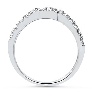 P3 POMPEII3 14K White Gold 3/8ct Diamond Wedding Anniversary Curved Guard Ring - Size 5.5
