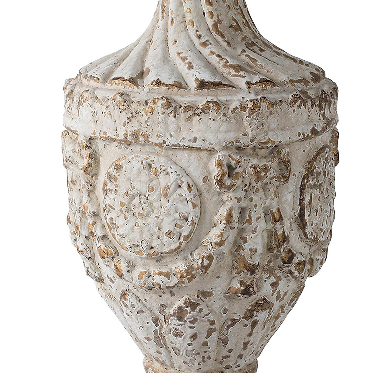 A&B Home AB-44955-DS 31" H Round Natural Fir Wood/Magnesium/MDF Indoor End Table w/Pedestal Base, Brown, Antique White