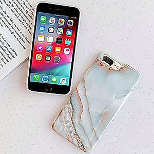 J.west iPhone 8 Plus Case/iPhone 7 Plus 5.5,Luxury Grey Marble Design Graphics Stone Pattern Ultra Slim Thin Bumper Soft Rubber TPU Silicone Protective Phone Case Cover for Women Girls Agate Slice
