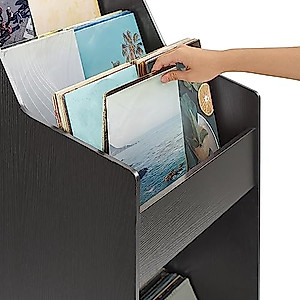 Crosley Furniture Liam Vinyl Record Storage Stand, Tiered Storage Shelves for Records, Black
