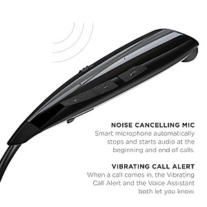 phaiser BHS-950 Bluetooth Headphones with Charging Case, Retractable Neckband Earbuds with Microphone, Wirefree Sweatproof Inear Earphones, Wireless Portable Cordless Stereo Headset, Blackout