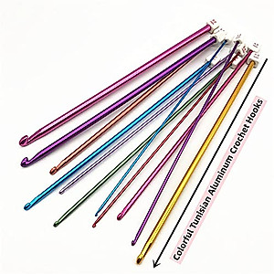 Cdrompy Tunisian Crochet Hook Set,11 Packs Tunisian Crochet Hook Afghan Aluminum Crochet Needle(2mm to 8mm)