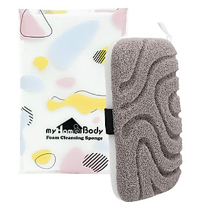 myHomeBody Luxury Mens Loofah Body Exfoliator, Loofah Sponge, Bath Sponge, Beauty Sponge Loofah for Women, 2 Sides, Dual Texture Shower Sponge for Mild Exfoliation and Gentle Cleansing - Body Sponge