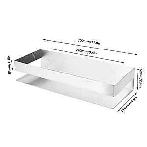 evhooe Bathroom Shower Shelf 30cm Stainless Steel Wall Mounted Bathroom Rack Rustproof Kitchen Storage Shelf