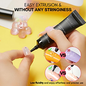 Makartt 3D Gel Nail Art Sculpting Gel Nail Glue 15g No Wipe Clear Gel Polish for Nail Designs and DIY Nail Art - for Drawing, Molding, Sculpture and Decoration