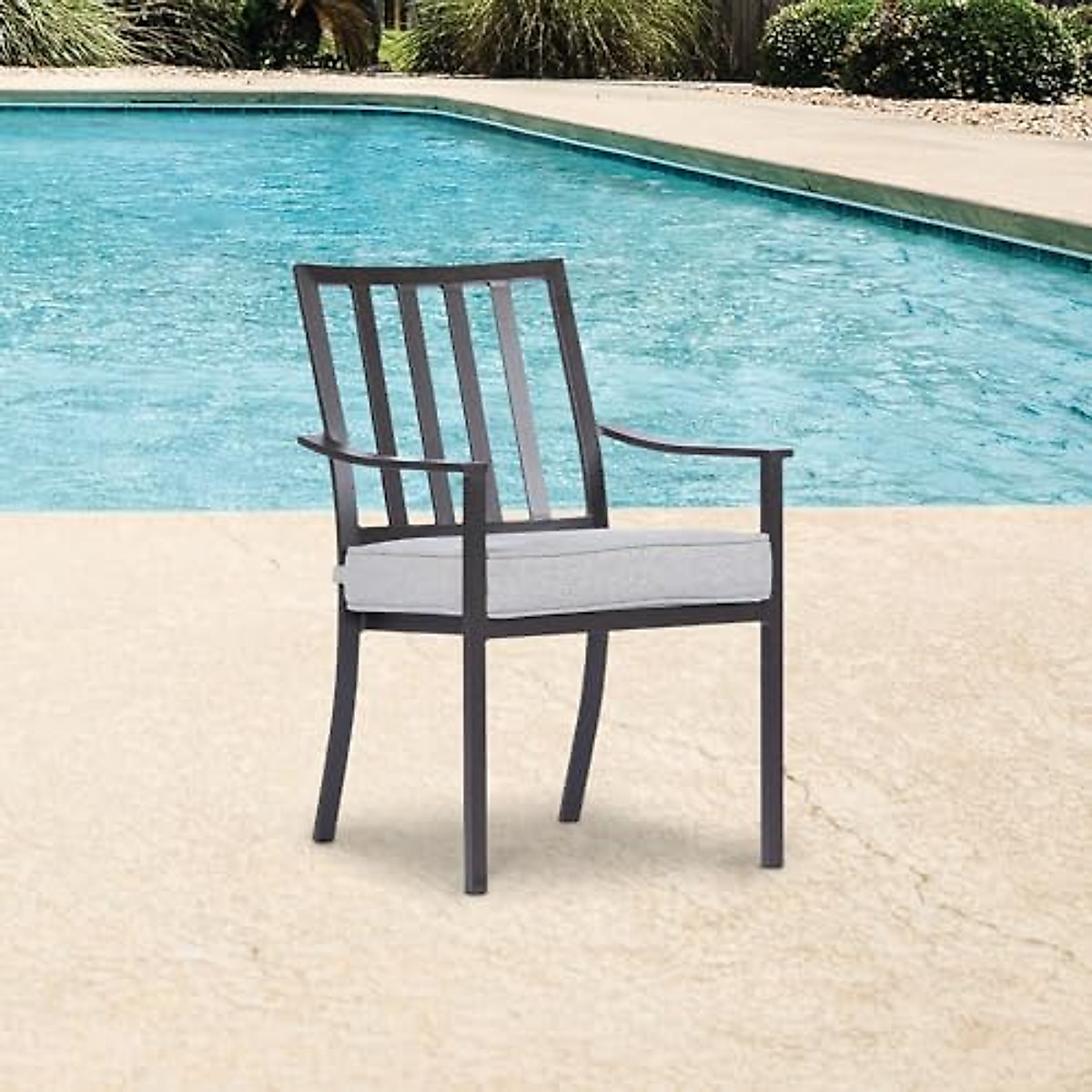 Mod Furniture Carter 7-Piece Patio Dining Set, Modern Patio Furniture, Outdoor Dining Set for 6 with All-Weather Aluminum Frames, Padded Dining Chairs, and Slat Table