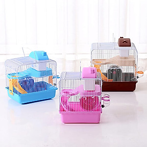 VOSAREA Hamster Cage Gerbil Haven Habitat Small Animal Cage Includes Play Slide Exercise Wheel Hamster Hide- Out Water Bottle (Light Blue)