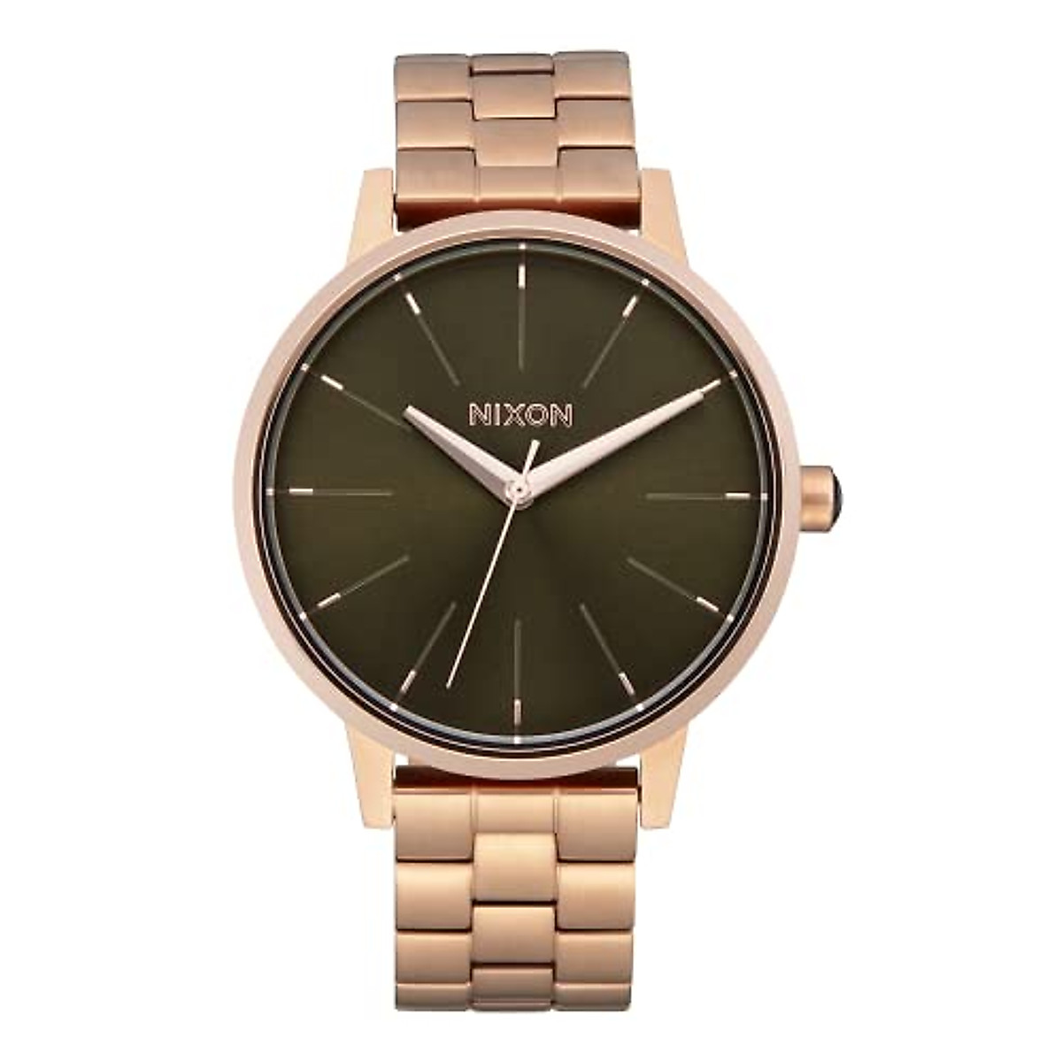 NIXON Kensington A099 - Rose Gold/Olive Sunray - 50m Water Resistant Women's Analog Classic Watch (37mm Watch Face, 16mm Stainless Steel Band)