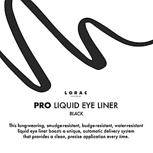LORAC PRO Liquid Eyeliner, Black | Precision Brush Tip | Water Resistant | Long Lasting | Smudge Resistant
