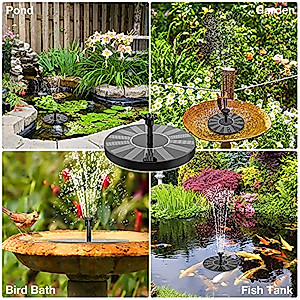 AISITIN Solar Fountain Pump 1.5W Solar Water Fountain Pump with 6 Nozzles, Solar Powered Fountain Pump for Bird Bath, Ponds, Garden,Swimming Pool, Fish Tank, Outdoor and Aquarium