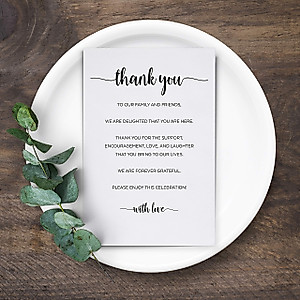 321Done Thank You Table Place Setting Cards (Set of 50) Made in USA - 4x6 Large, Black and White, Wedding, Party, Retirement, Graduation, Birthday, Baby Shower, Bridal, Engagement, Anniversary