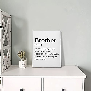 PHAMTE Brother Quotes Wall Art,Minimalist Brother Definition Print Framed Canvas Painting Artwork Home Living Room Bedroom Boys Room Office Decor,Brother Birthday Gifts (11x14Inch)