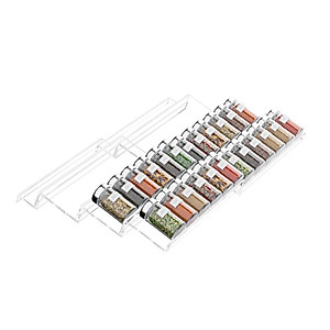 FEMELI Spice Drawer Organizer Insert for Kitchen,Adjustable Expandable Spice Rack Tray 4 Tiers for Spice Jars,Seasonings,Acrylic,Clear,2 Pack