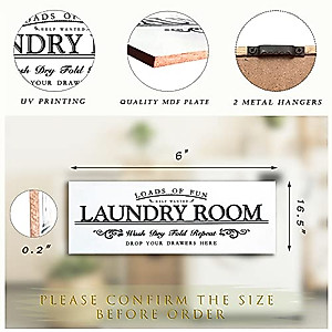 Gifhunter Laundry Room Decor With Wash Dry Fold Repeat Laundry Sign for Laundry Room Décor, Rustic Family Farmhouse Laundry Room Wall Decor Wall Sign Laundry Rules Hanging Prints for Laundry Room