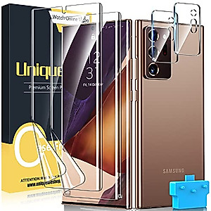 UniqueMe [2+2 Pack Compatible with Samsung Galaxy Note 20 Ultra 6.9 inch Soft TPU Screen Protector 【Not Glass】 and Camera Lens Protector,HD Clarity [Case Friendly][Bubble Free] [Anti-slip tool]