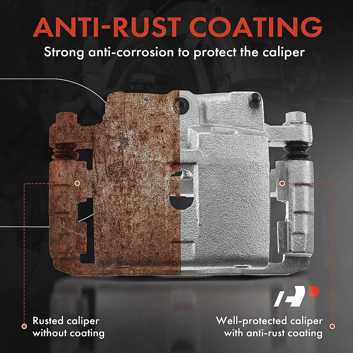 A-Premium Disc Brake Caliper Assembly with Bracket Compatible with Ford Excursion 2000-2005 F-250 Super Duty F-350 Super Duty 1999-2004 Front Left and Right Side 2-PC Set