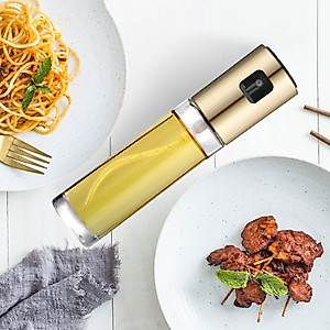Oil Sprayer for Cooking, Glass Olive Oil Sprayer Mister, Olive Oil Spritzer, Prevenrt Slipping Olive Oil Spray Bottle for Kitchen, Air Fryer, Salad, Baking, Grilling, Rose Gold