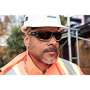 Sellstrom - 70001AZ Polycarbonate Sealed Safety Glasses/Protective Eyewear, Anti-Fog Coating, Detachable Soft Co-Molded Temples, U.S. Military Ballistic Rated, Yellow & Black with Smoke Tint, S70001