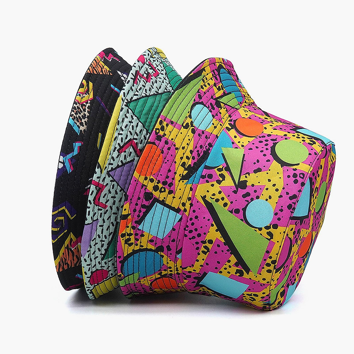 3 Pcs Retro 80s 90s Bucket Hats 3D Print Funny Trucker Hats Retro Hats for Men Women Beach Disco Party Hip Hop Hat Accessories