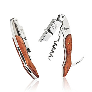 Pineapple [2 Pack] Corkscrew Wine Opener with Foil Cutter, Manual Bottle Opener Wine Key for Servers, Bartenders, Waiters, Sommeliers (Rosewood)