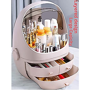 SHINYSTAR Extendable Large Cosmetic Storage Organizer with Drawers-Clear Makeup Box with Lid and Handle-Beauty Organizers and Storage Countertop-Skincare Organizers Dust Water Proof (Light Pink)